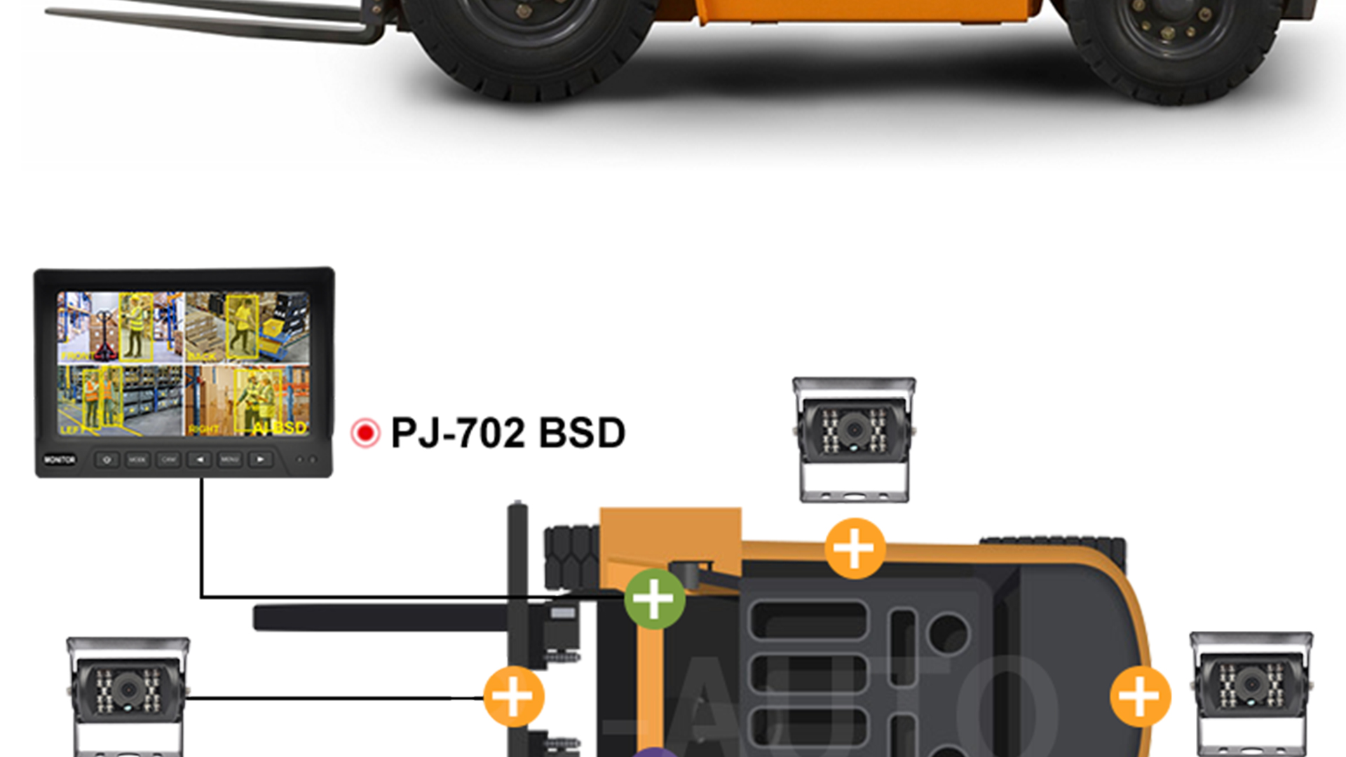 7" BSD Blind Spot Detection Monitor System