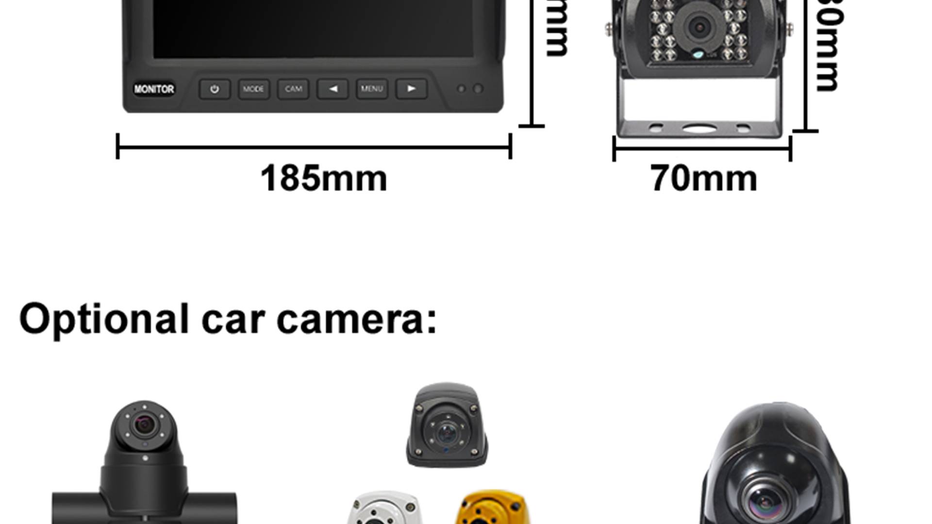 7" BSD Blind Spot Detection Monitor System