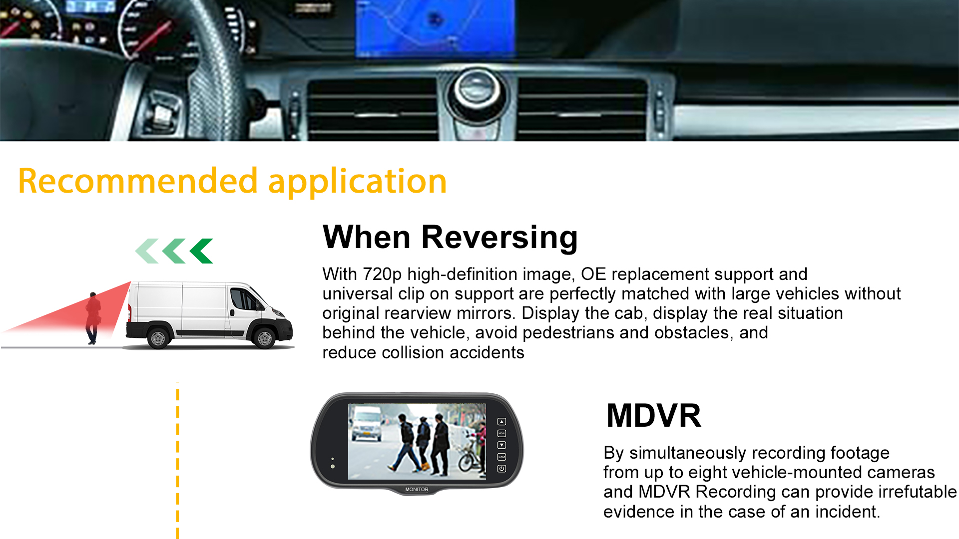 6.5 OE Glass Mount Mirror Camera Monitor | PJ Autotech