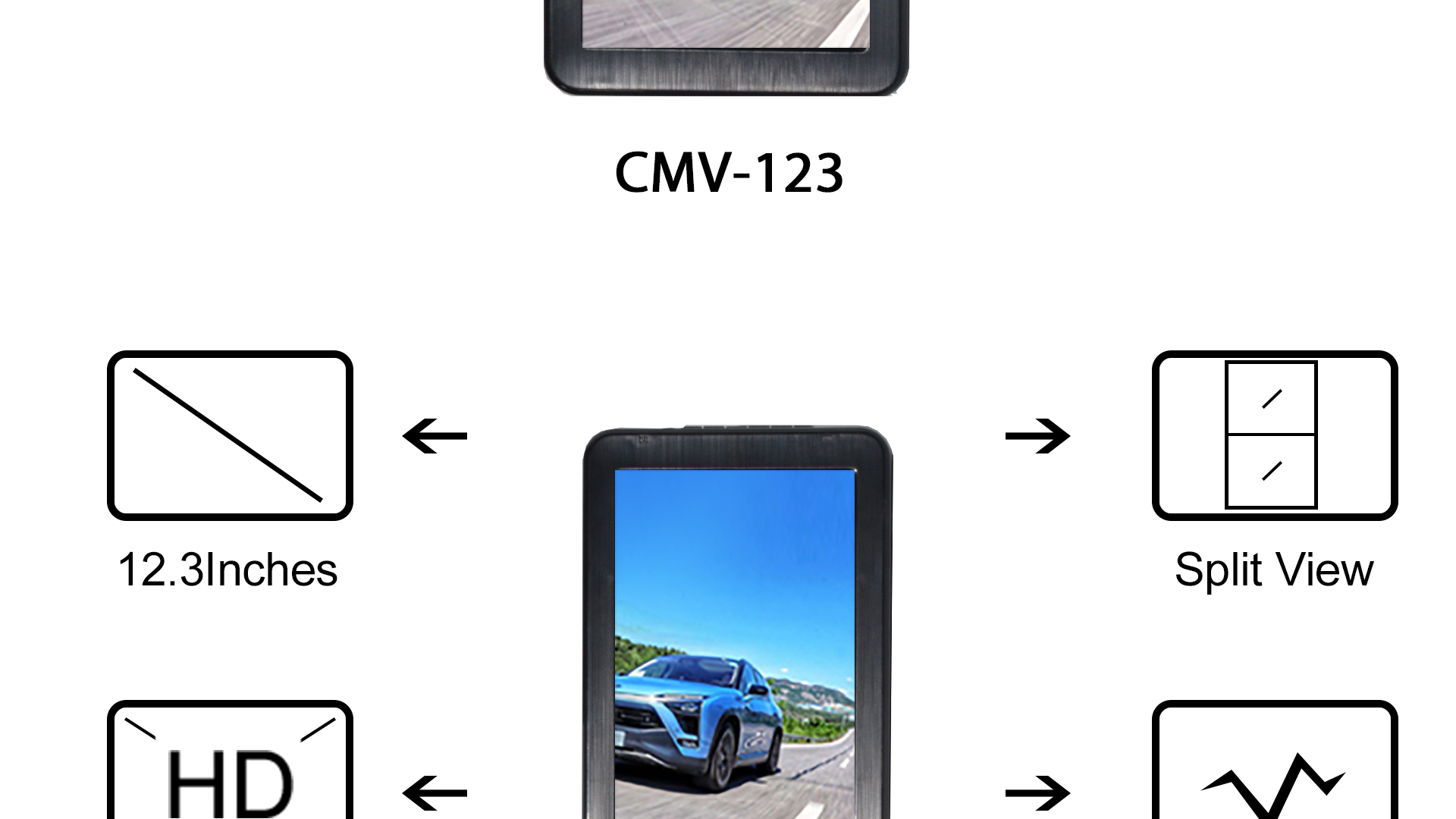 12.3" HD Side Mirror Monitor | PJ AutoTech